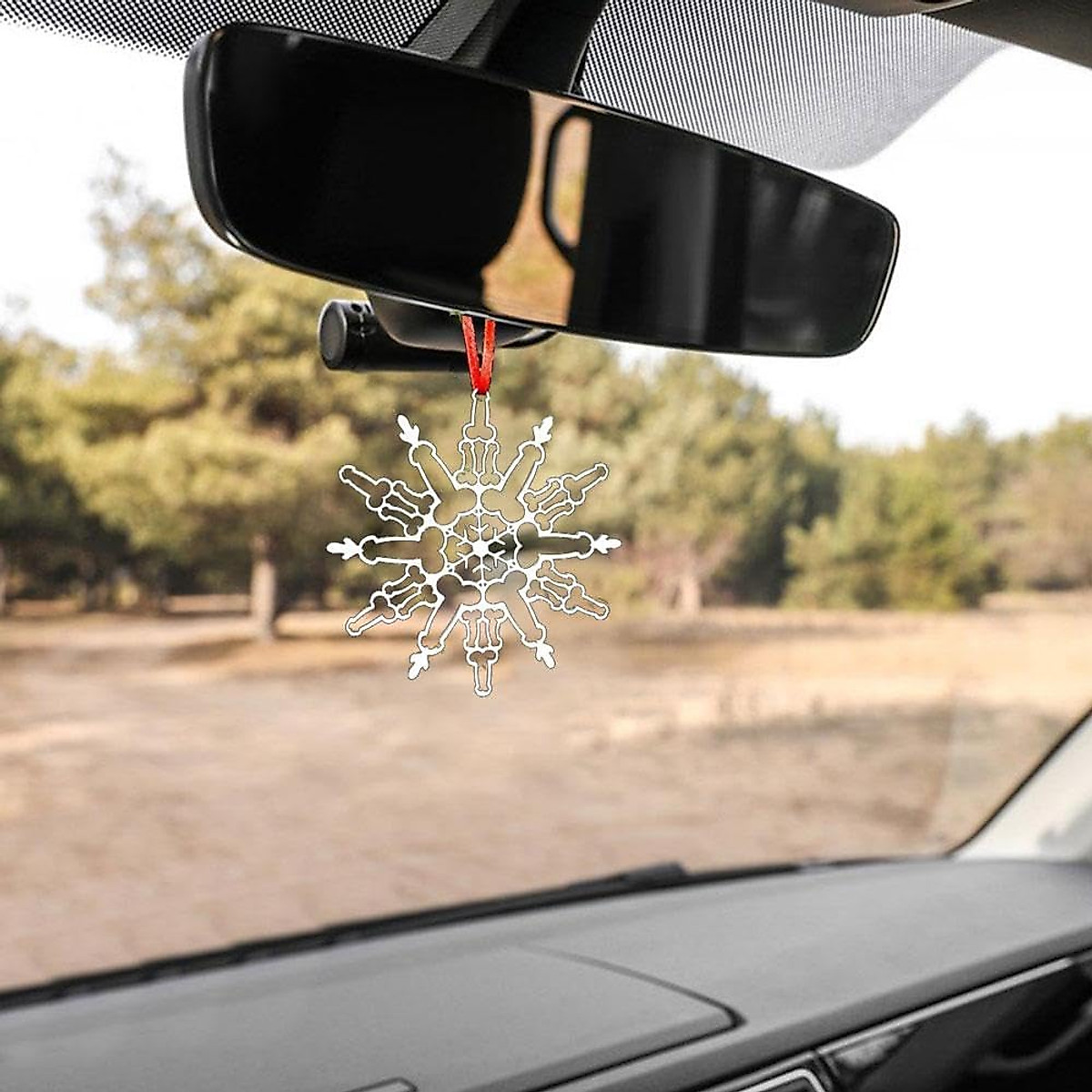 Penis Snowflake Ornament - Funniest Ornament of The Century, Funny Snowflake Ornament for Christmas Tree Car Rearview Mirrow Hanging Pendant Decorations, Christmas Snowflakes Ornament,Ø5.11in (A)