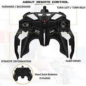 FIGROL Transformable RC Car Robot, Remote Control Car Independent 2.4G Robot Deformation Car Toy with One Button Transformation & 360 Speed Drifting 1:18 Scale