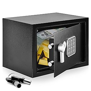 Serene Life Home Security Electronic Lock Box - Safe with Mechanical Override, Digital Combination Lock Safe, LED Low Battery Indicator, Includes Mounting Bolts, Keys & (4) x ‘AA’ Batteries SLSFE15