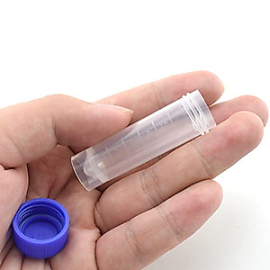 Aifeier ET,5ml Graduated Plastic Tube Vial Small Test Sample Bottle Container with Screw Cap - 50PCS