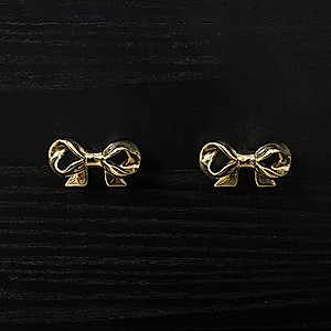 UniDes Pack of 2 Gold Brass Knobs for Dresser,Drawers and Cabinet, Decorative Bow Knobs and Pulls for Kids,Children,Girls Bedroom,2 PC