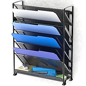 Simple Houseware 6 Tier Wall Mount Document Letter Tray Organizer, Black