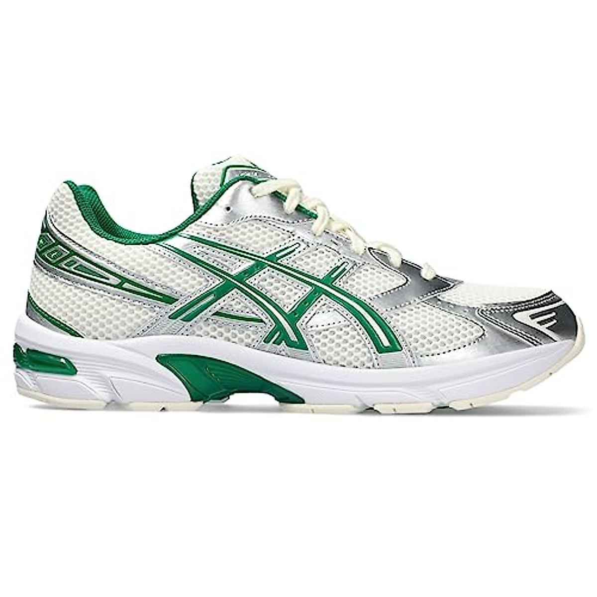 ASICS Gel-1130 Sneakers, Cream/Kale, White, Green, 5 US Women/4 US Men