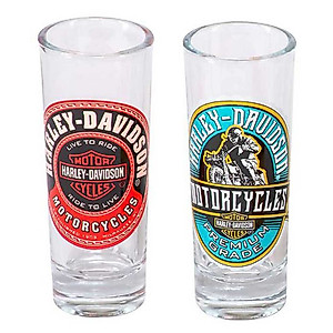Harley-Davidson Label Shooter Set, Tall Shot Glasses w/Custom H-D Graphics