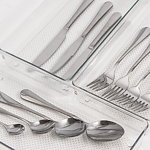 3 Pack Clear Plastic Drawer Organizer Tray Cutlery Utensil Makeups Drawer Organizers 12" X 6"