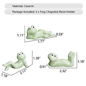 WAYUTO 3Pcs Japanese Ceramic Chopstick Stand Rest Cute Animal Chopstick Rest Rack Dinner Spoon Stand Knife Fork Holder Frog Porcelain Chopstick Rest Holder for Dining Table Tableware Rest