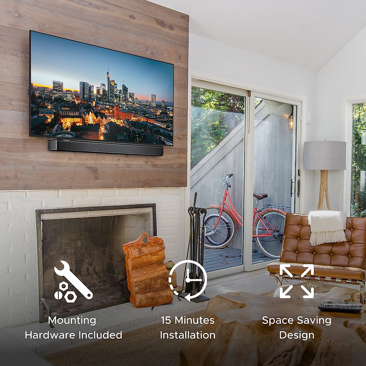 Universal Under TV Mount, Black, Compatible with Bose Smart Soundbar 300/500/550/600/700/900/Ultra, TV Speaker, Soundtouch 300 - Invisible Once Fitted, Fast & Easy Way to Mount Your Sound Bar