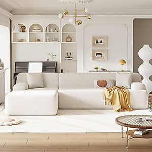 Merax L-Shaped Large Sofa Couch, 2 Piece Free Combination, Modern Modular Sectional Corner Sofa with 2 Pillows and High-Density Foam for Living Room, Bedroom, Salon, Beige