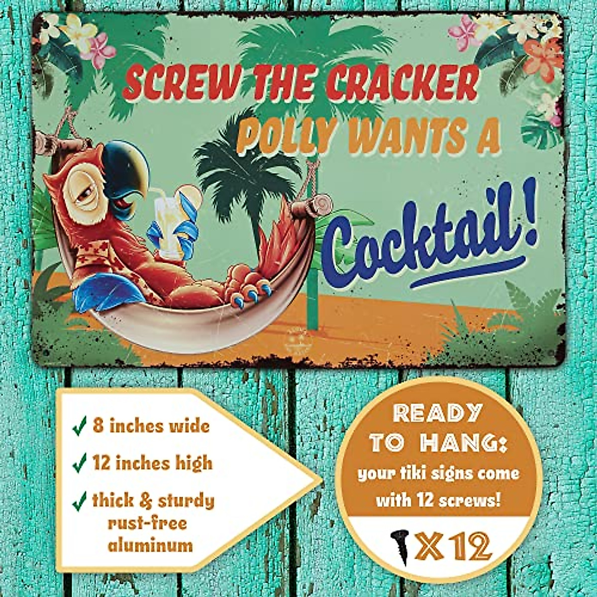 Tiki Bar Decor 3PC Set, Fun Tiki Bar Signs for Your Tiki Bar, 8" x 12 ...