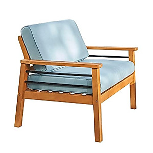 VIFAH Gloucester Contemporary Patio Sofa Club Chair, Golden Oak Wood Color