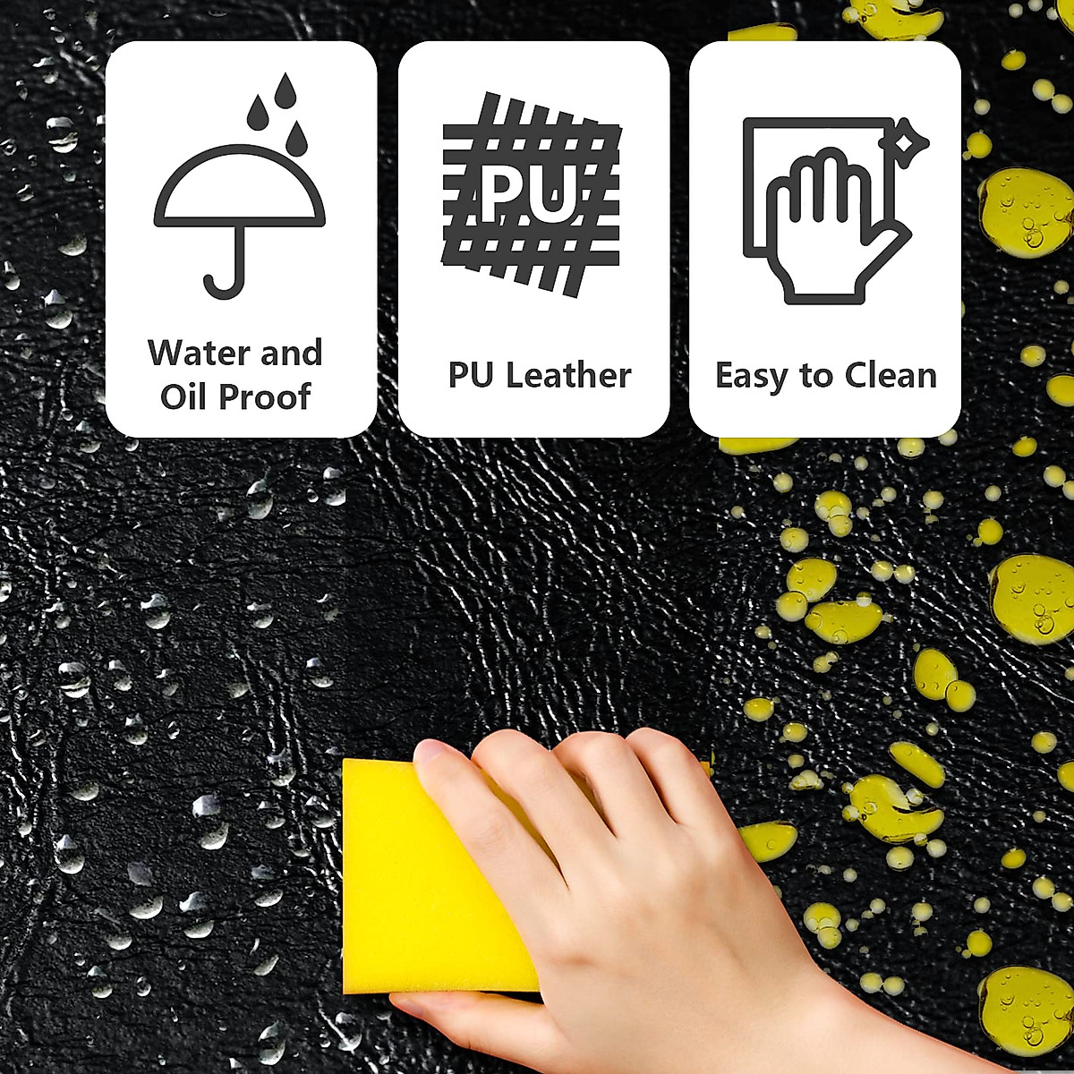 LEADZM Waiting Room Bench Seating, Salon Reception Office Chairs, Heavy Duty Guest Lobby Chairs with 2 Cup Holder,Leather Settee with Backrest & Armrest, Beauty Barber Furniture, Black