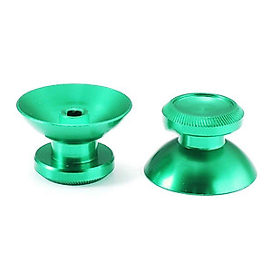Aluminum Thumbsticks Thumb Grip Stick Mushroom Cap + Bullet Buttons Mod Kit Levers Joystick for PS4 for Sony Dualshock 4 Controller (Metal Green)