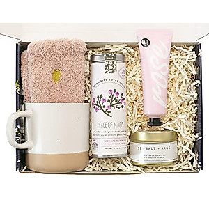 Self Care Kit & Spa Gift Set - Perfect for Birthday, Get Well Soon, Sympathy, Holiday, Thank You & Thinking of You - Includes Peaceful Tea & Mug Care Package (No Greeting Card)