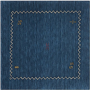 SAFAVIEH Himalaya Collection 8' Square Blue HIM583A Handmade Premium Wool Area Rug
