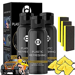 Ouhoe Plastic Refreshing, Premium Plastic Refreshing, Car Plastic Parts Refurbish Agent, Plastic Restorer for Cars, Ultimate Plastic Renovator Kit (50ml 3pcs)