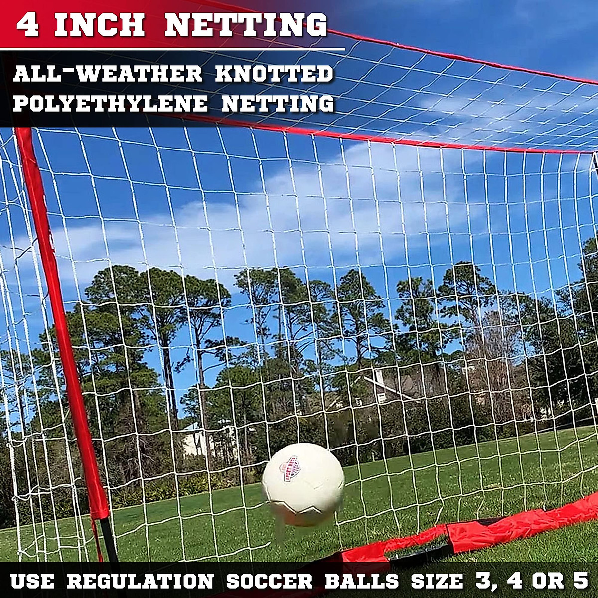 Full Size Soccer Goals for Backyard (14x7) with Carry Bag, Quick Set Up and Take Down - Strong 7 Ply Net, Built to Handle Powerful Shots - Develop Advanced Soccer Techniques and Finishing Moves