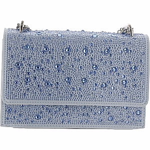 Betsey Johnson Rhinestone Convertible Shoulder Bag, Light Blue
