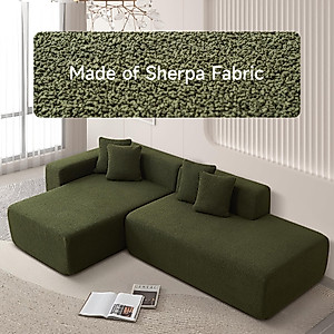 YOOBECH 105.51'' Modular Sectional Sofa Couch for Living Room, Sherpa Fabric L-Shape 5 Seater Modern Style Corner Sofa Couch with Chaise Lounge, Beige Sofa Couch Without Installation