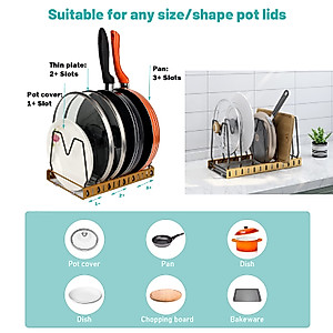 Pot Organizer Rack for Under Cabinet, With 7 Compartments Lid Organizer Pots and Pans, Kitchen Pot Lid Holder Organization for Skillets, Cookware, Cutting Boards, Cookie Sheet, Bakeware, Under Cabinet