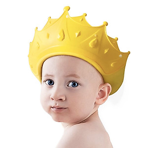 Baby Shower Cap Waterproof Shampoo hat for Children Toddler Girls Boys Protect ears eyes.Adjustable Silicone Bathing Crown.