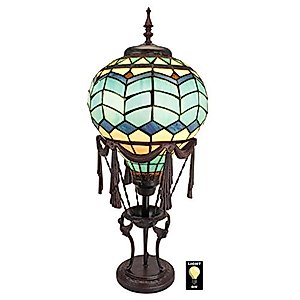 Design Toscano Le Flesselles Hot Air Balloon Illuminated Stained Glass Statue Table Lamp, full color 27 Inch