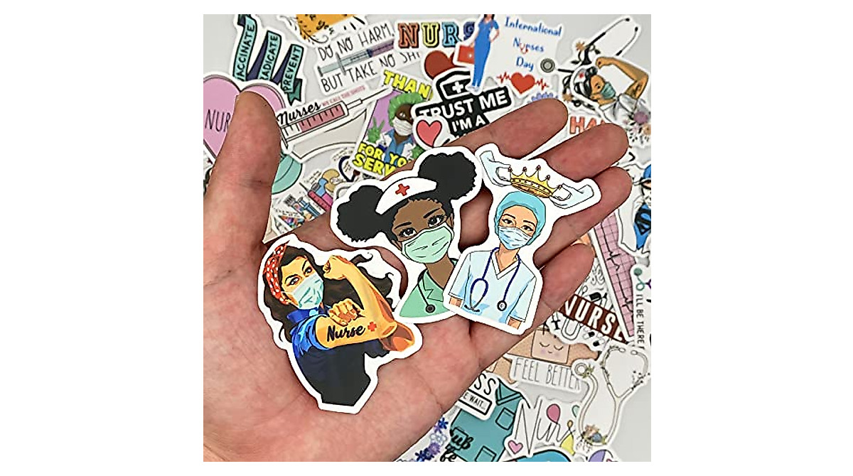 Aowplc 50 Pcs Nurse Stickers - Cute Vinyl Decals