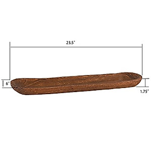 Uziass Wood Dough Bowl, 23.5in Hand Carved Rustic Long Wooden Dough Bowls for Decor Long Wood Dough Bowl Farmhouse Decorative Fruits Wooden Bowls for Dining Table Centerpiece Countertop Home Kitchen