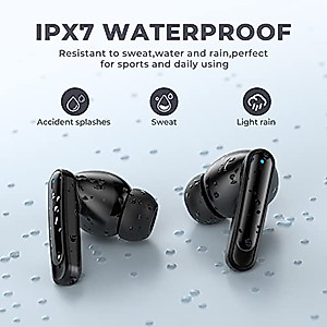 ANINUALE Wireless Earbuds Bluetooth 5.3 Headphones 60H Playtime Earphones with LED Power Display Charging Case Microphone IPX7 Waterproof in-Ear Earbuds for Sports iPhone Android TV Laptop