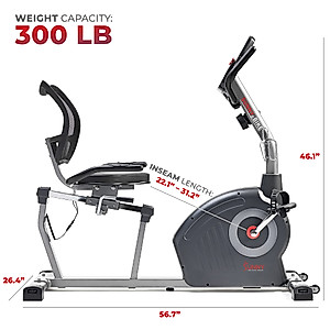 Sunny Health & Fitness Elite Interactive Series Exercise Recumbent Bike - SF-RB420046