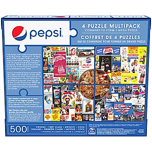 TOYS_AND_GAMES Pepsi, 4 Puzzle Multipack, 500 Pieces Combine to Form Novelty Soda Beverage Mega Puzzle, for Kids and Adults of All Ages