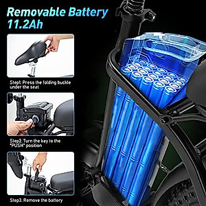 HITWAY Removable Folding Electric Bike for Adults, 20" Fat Tire E Bike 750W 20MPH, 48V/14Ah Battery 55-120KM, Mountain, Snow Beach Bicycle with Shimano 7 Gears