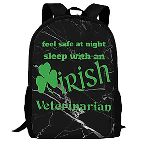 RUNAUP-Veterinarian-St-Patricks-Day-Backpack, Lightweight Backpack Classical Casual Daypack For Women Men
