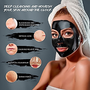 POP MODERN.C Blackhead Remover Mask with Tea Tree Cream Charcoal Peel Off Facial Mask Blackheads Whiteheads Removal Deep Cleansing Pore Purifying Acne Face Mask with Brush Pimple Extractor 4-in-1 Kit