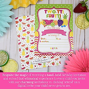 Tutti-Frutti Sweet and Juicy 2nd Birthday Party Invitations, 20 5x7 Fill In Cards with Twenty White Envelopes by AmandaCreation