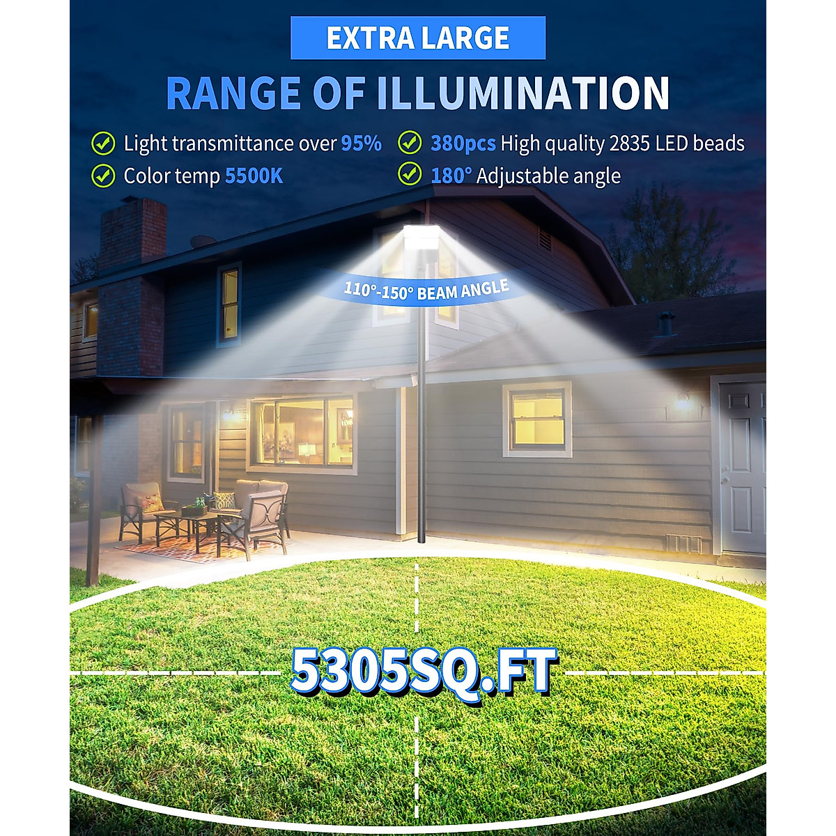 Dimgogo LED Parking Lot Light - 300W Street Lights Dusk to Dawn Outdoor Lighting Commercial with Photocell, 6500K LED Flood Light Outdoor Waterproof with Arm Mount