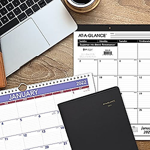 2022 Wall Calendar by AT-A-GLANCE, 24" x 12", Large, Horizontal, 3-Month Reference, Wirebound (PM1428)