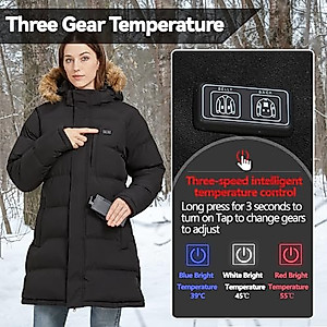 Heated Jackets for Women,Heated Jacket 8 Heating Zones,Long Winter Coats for Women (L)
