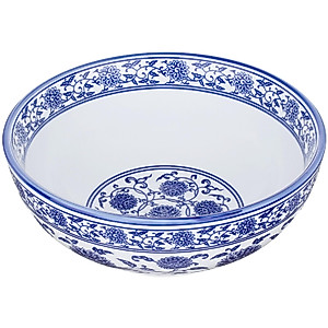 Luxshiny Ceramic Bowl Ceramic Soup Bowl Blue And White Porcelain Bowl Ceramic Ramen Bowl Snack Bowl Serving Bowl for Home Kitchen Noodle Soup Salad Pasta (7inch)