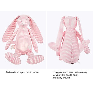 Manon des Pres Plush Baby Bunny Rabbit Stuffed Animal Toys. 100% Cotton Fabric Doll for Newborn Kids. Sleeping Gifts for Boys and Girls. Soft, Cute Blue and Pink Easter Bunny (Pink)