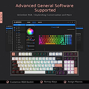 FL ESPORTS FL980 96% 1800 Layout Wired Mechanical Keyboard, 98 Keys RGB Hot Swappable Programmable Gaming Keyboard w/Light Tactile Kailh Box White Switches, Durable PBT Keycaps, (Olivia)