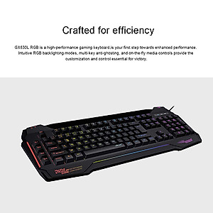 AIKUN Full Size Membrane Gaming Keyboard With 4 Macro Gaming keys,Voice Sensitive Rainbow Backlit,26 Anti-Ghosting Keys,Audio and USB Passthrough,Spill Resistant, Mobile Device Slot,Multimedia Control