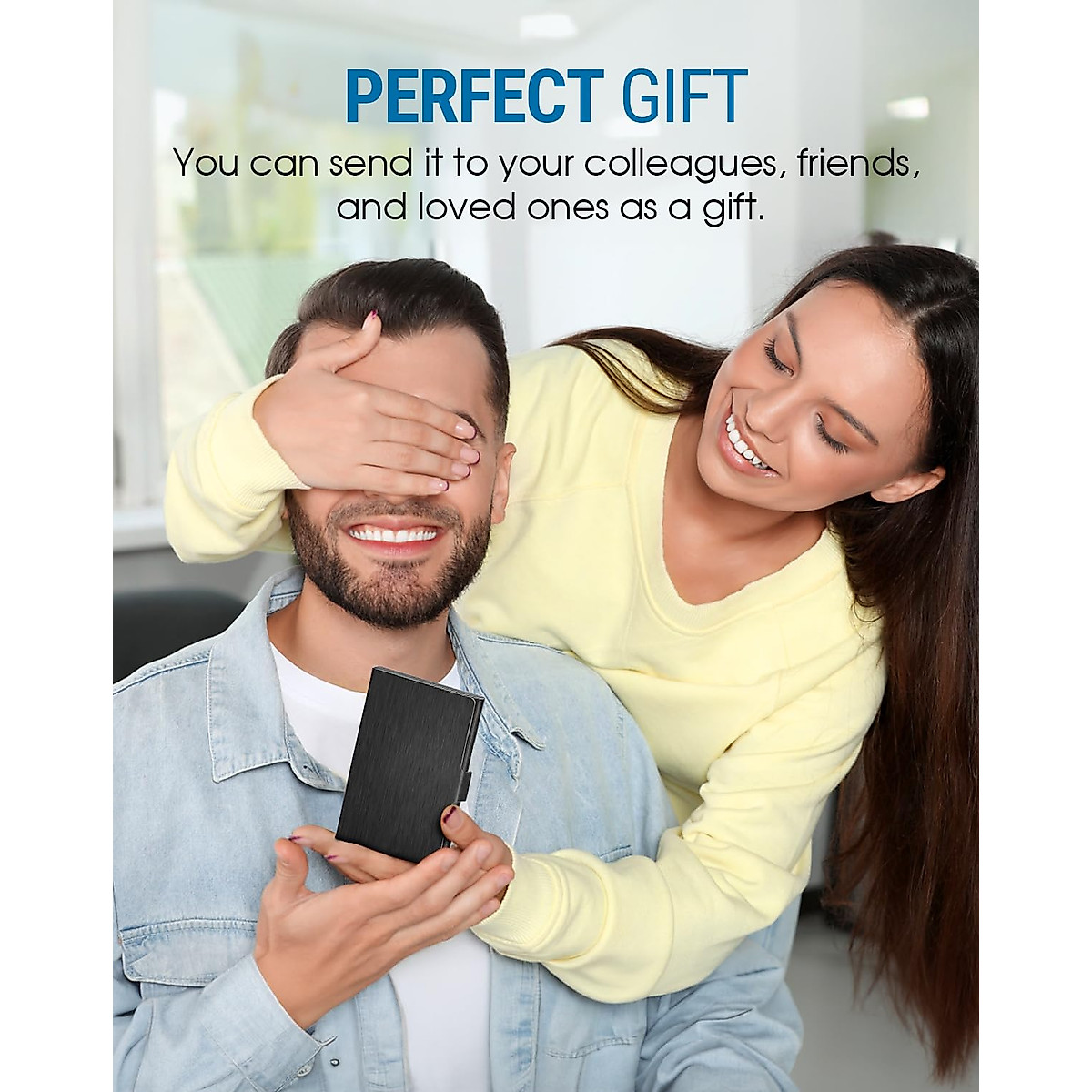 MaxGear Business Card Holder for Men & Women, RFID Pocket Business Card Case, Slim Business Card Wallet, Business Card Holders, Credit Card Holder, 3.7 x 2.3 x 0.3 inches, Stainless Steel, Black