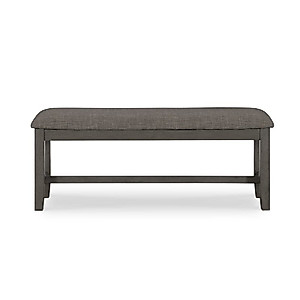 HFO Allston Park 19.5" Upholstered Fabric Farmhouse Rustic Solid Wood Dining Bench for Kitchen Dining Room in Gray