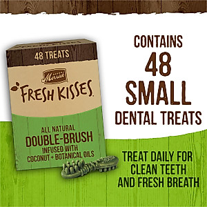 Merrick Fresh Kisses Natural Dental Chews Infused With Coconut And Botanical Oils For Small Dogs 15-25 Lbs - 15 ct. Bag