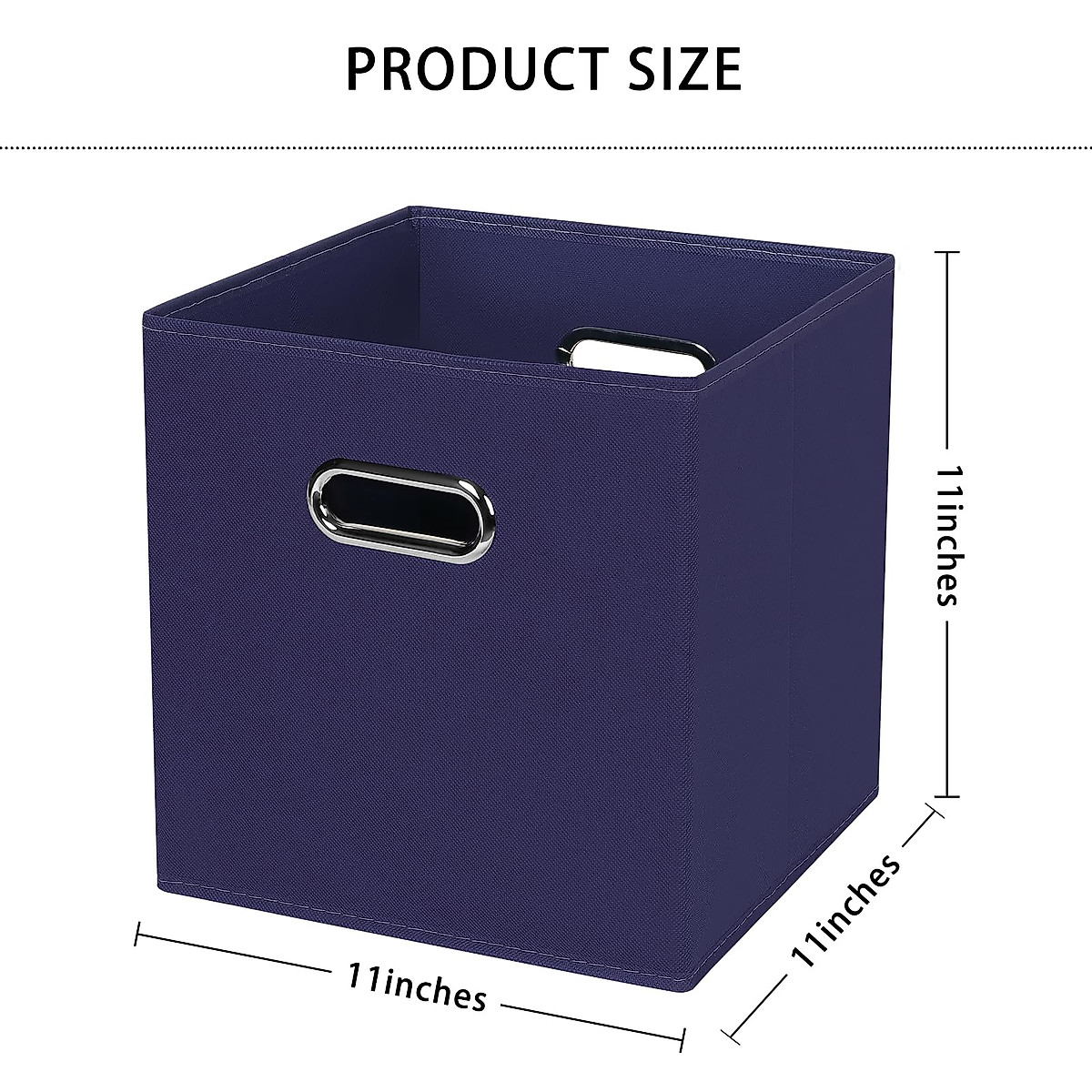 DABEACT Fabric Cubes Storage Containers,Foldable Storage Bins Cubes Organizer Baskets with Dual Handles for Shelf Closet Set of 6,(Navy Blue)