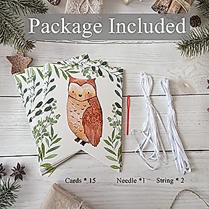 LAVVICHA Baby Shower Welcome Baby Banner Woodland Animal Jungle Theme Bunting Party Boys Girls Baby Shower Decorations (Green)