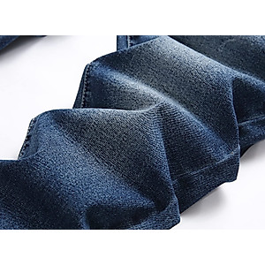 Men's Blue Mid Waist Skinny Fit Stretch Comfy Premium Washed 5-Pockets Fashion Denim Jeans Pants,Y2261,42