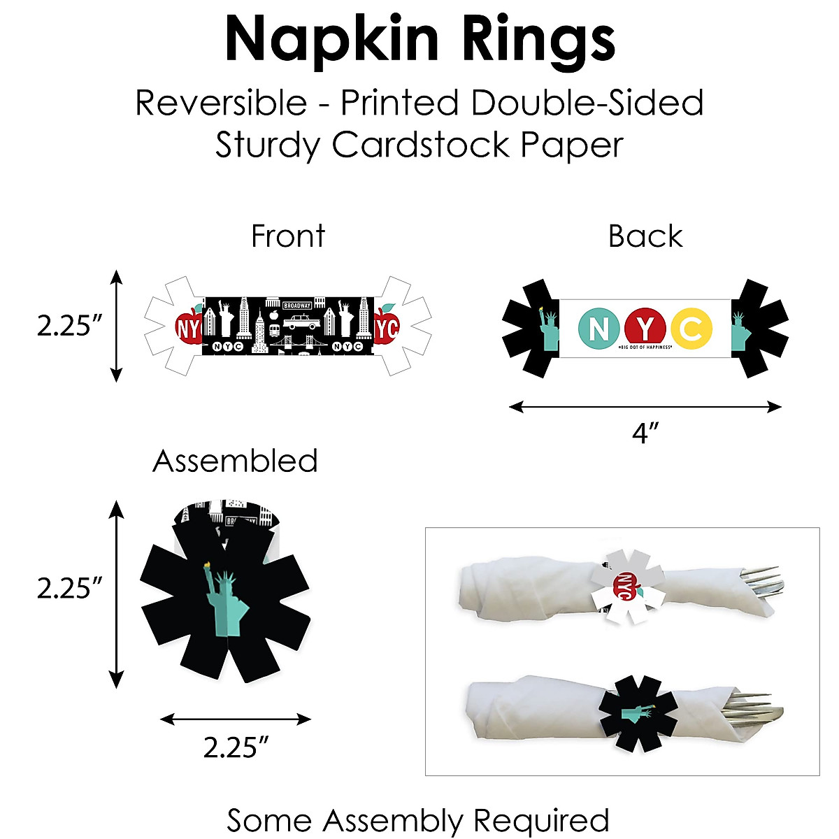 Big Dot of Happiness NYC Cityscape - New York City Party Paper Charger and Table Decorations - Chargerific Kit - Place Setting for 8