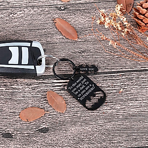 Fathers Gifts Dad Birthday Keychain for Daddy Step Dad to Be Husband from Daughter Son Wife Kids I Love You Key Ring Father of The Bride Step Father Figure Wedding Anniversary Men Him Black