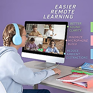 Sonitum Bulk Kids Headphones for School with Microphones - 5-Pack On-Ear 3.5mm Wired Headphones for Schools -Comfy Wired Kids Headphones with in-Line Mics – School Headphones for Kids